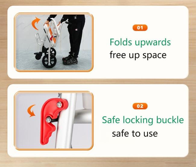 Toilet Safety Chair for Elderly and Disabled Aluminium Mobile Bathroom Chair with Wheels