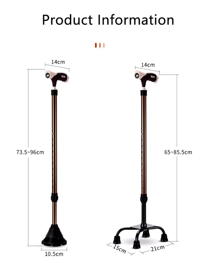 Premium Aluminum Brown Walking Cane with Quad Base for Stability
