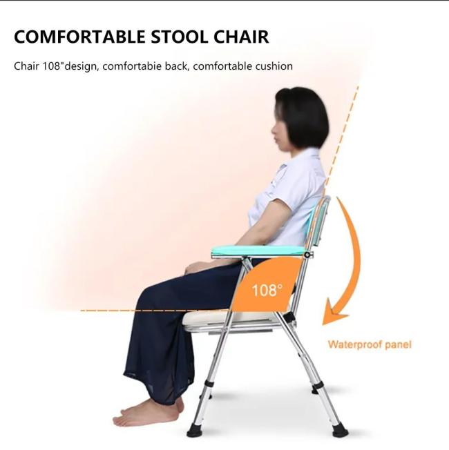 Hot Sale Wheelchair Toilet Commode Chair Patient Non-Slip Foldable Aluminum Chair for Elderly and Disabled