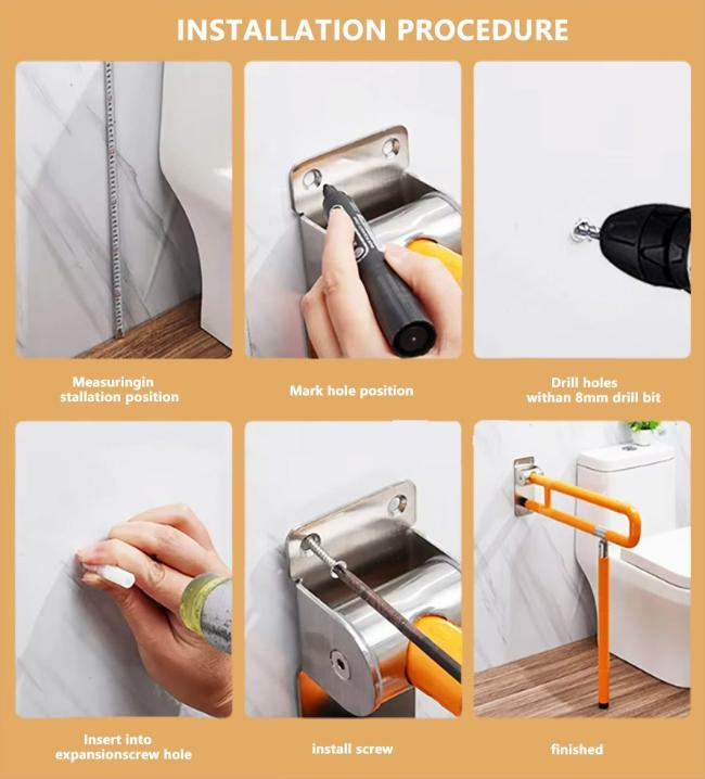 Bathroom Accessories Folding Disabled Stainless Steel Safety Armrest Handles Toilet Grab Bar for Elder
