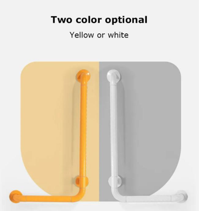 Bathroom Handrail Barrier-Free Toilet Yellow White L-Shaped Wall Handrail Nylon Grab Bar