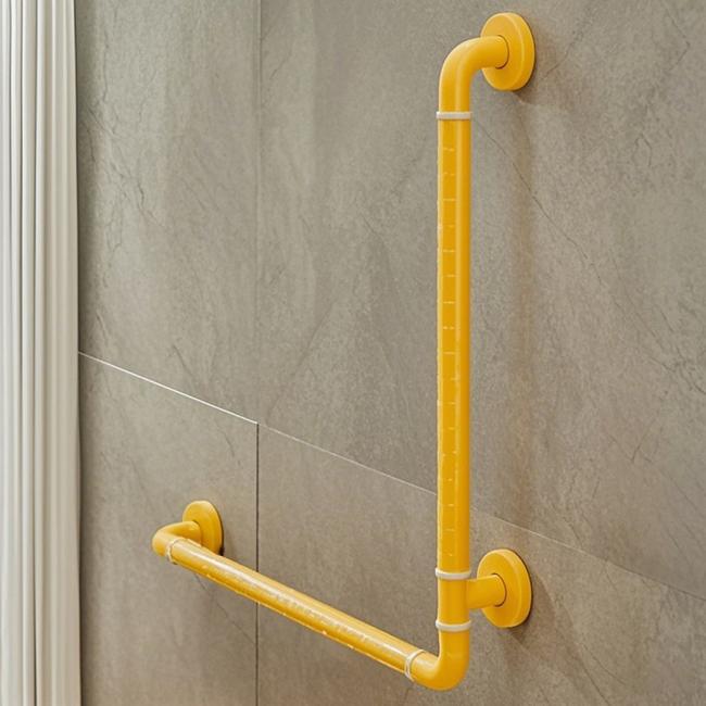 Bathroom Handrail Barrier-Free Toilet Yellow White L-Shaped Wall Handrail Nylon Grab Bar