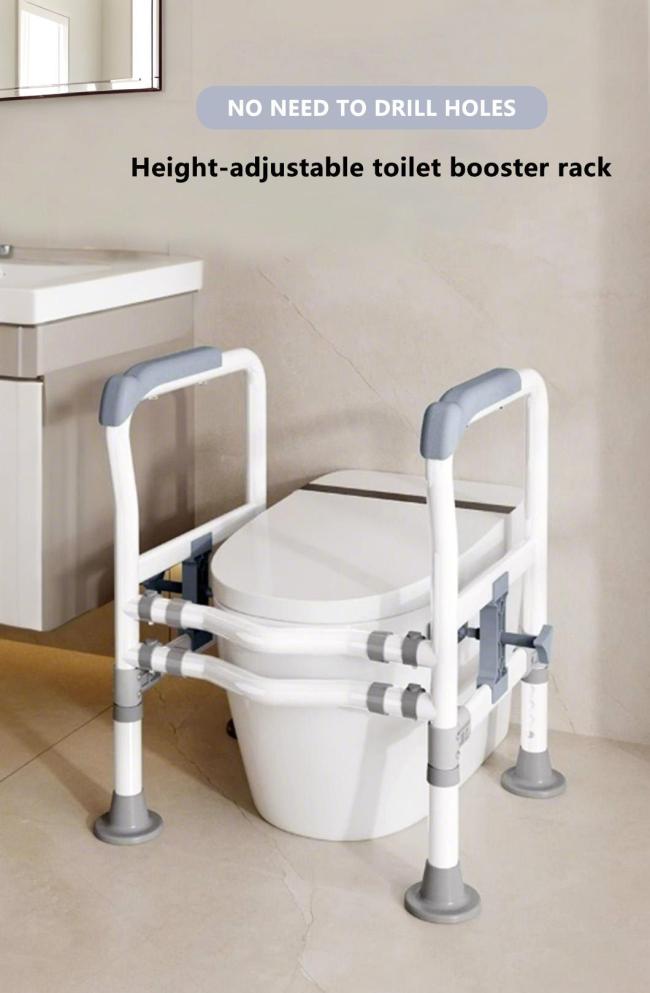 Toilet Grab Bar Stands up Without Drilling Stabilizes Elderly Disabled Non-Slip Grab Bar