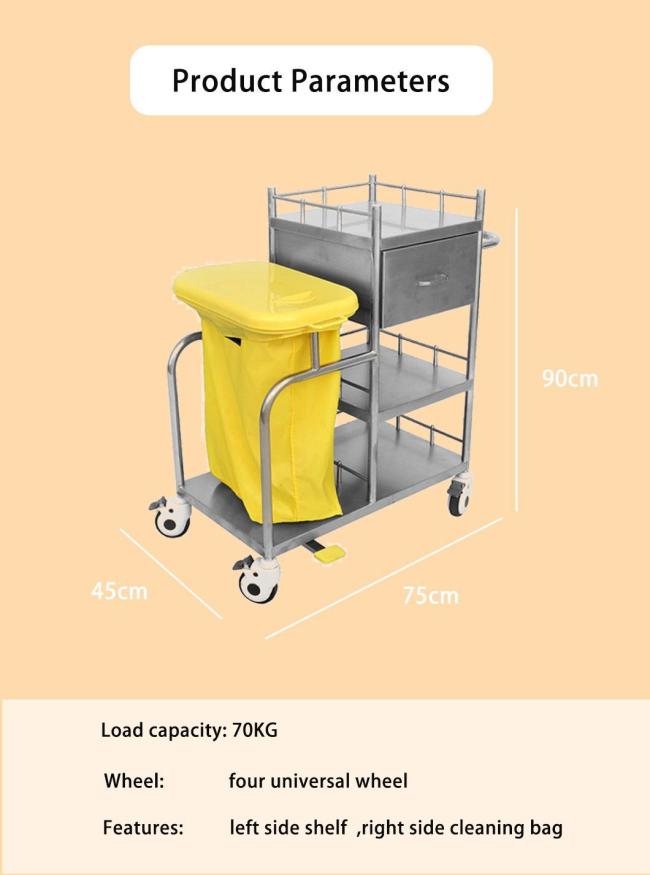 Higher Quality Stainless Steel First Aid Trolley for Hospital Nursing Equipment Trolley