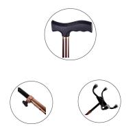 China Stable Quad Base Brown Aluminum Walking Cane  High Stability for sale