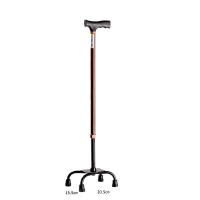 China Stable Quad Base Brown Aluminum Walking Cane  High Stability for sale