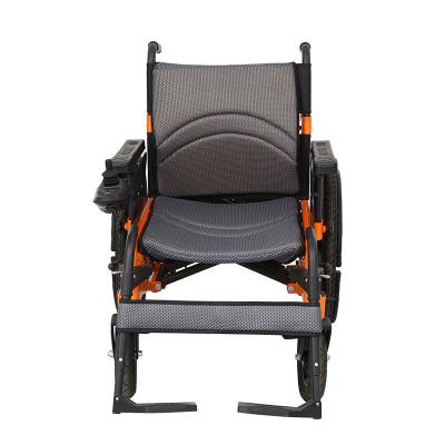 China Portable Foldable Power Chair Durable Battery and Orange Frame Electric Wheelchair for Safe Load of 130kg for sale