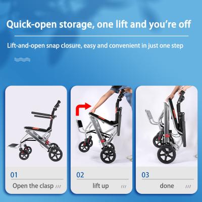 China Convenient Wheeled Manual Folding Home Elderly Walking Portable Wheelchair Trolley for sale