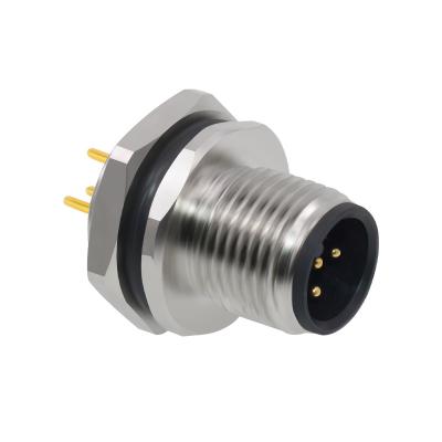 China Binder M12 Connector Female Rear Panel Mount A/B/D Code 3pin - 17pin PG9 Fastening Thread for sale