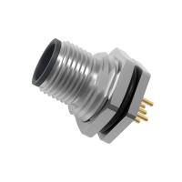 China 4 Pin Die Cast Screw A Code Male M12 Circular Connector Electrical Panel Front Mount PCB for sale