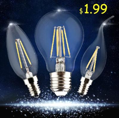 China Edision COB lamp LED Filament Bulb Candle Light E27 E14 End Cap Glass cover for sale