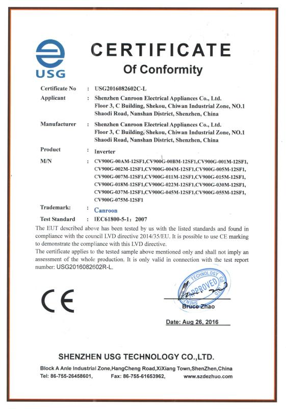 CE - Shenzhen Canroon Electrical Appliances Co., Ltd.