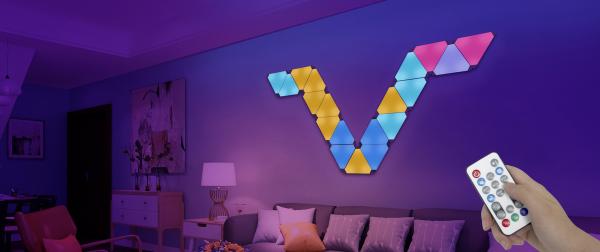 Quality Triangle RGBIC LED Wall Lights For Gaming Setup Bedroom Works Voice Controlled for sale