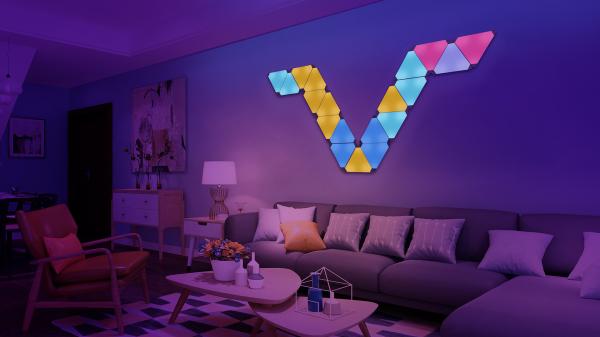 Quality Triangle RGBIC LED Wall Lights For Gaming Setup Bedroom Works Voice Controlled for sale