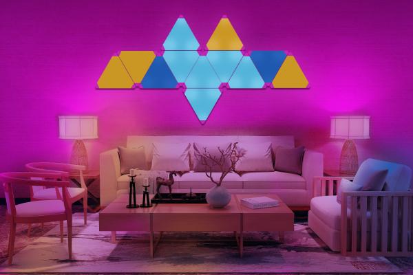 Quality Triangle RGBIC LED Wall Lights For Gaming Setup Bedroom Works Voice Controlled for sale