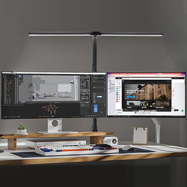 Dual Head 30.9INCH 24W 3CCT 10LEVEL Removable Clip Desk Lamp For Office Clamp Task Table Lamp