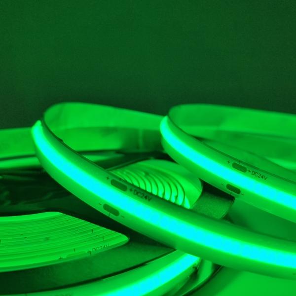 Quality Certified Green sigle color LED Strip Lights Cob with 480 Leds 24V Dimmable for Colorful Lighting Solutions for sale