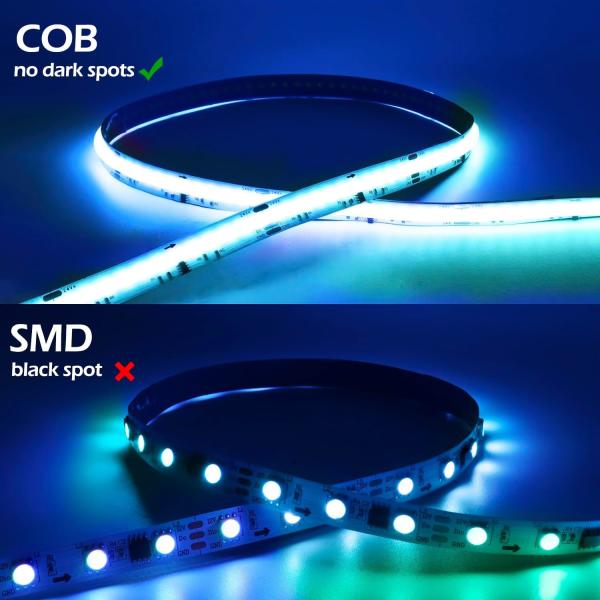 10ft RGBW Smart IC DC24V IP20 Flexible COB LED Decoration Strip Lights For Home Room
