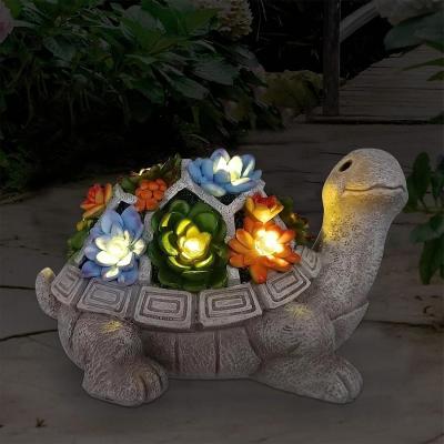 China Suculento 7 luzes LED jardim solar estátuas ao ar livre tartaruga para pátio varanda presentes únicos de casa à venda
