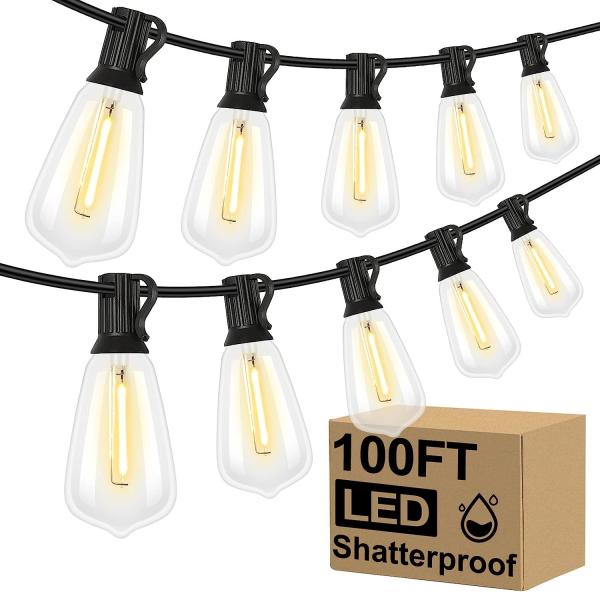 Quality LED Outdoor 100FT  52 Shatterproof ST38 Vintage Edison Patio Bulbs String Lights for sale