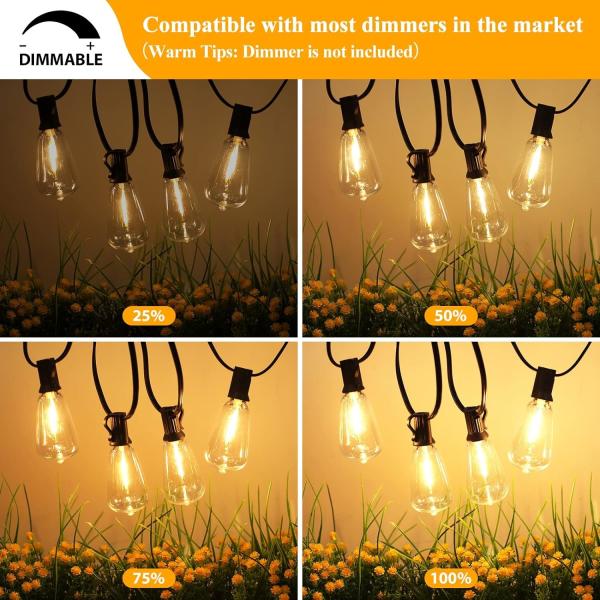 Quality LED Outdoor 100FT 52 Shatterproof ST38 Vintage Edison Patio Bulbs String Lights for sale