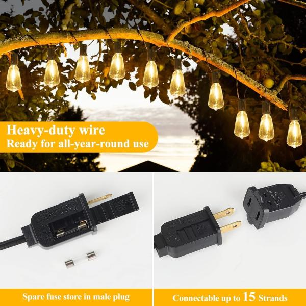 Quality LED Outdoor 100FT 52 Shatterproof ST38 Vintage Edison Patio Bulbs String Lights for sale