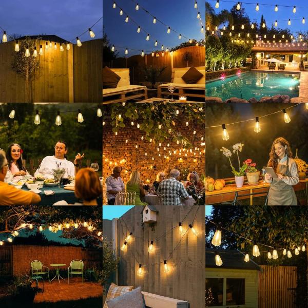 Quality LED Outdoor 100FT 52 Shatterproof ST38 Vintage Edison Patio Bulbs String Lights for sale