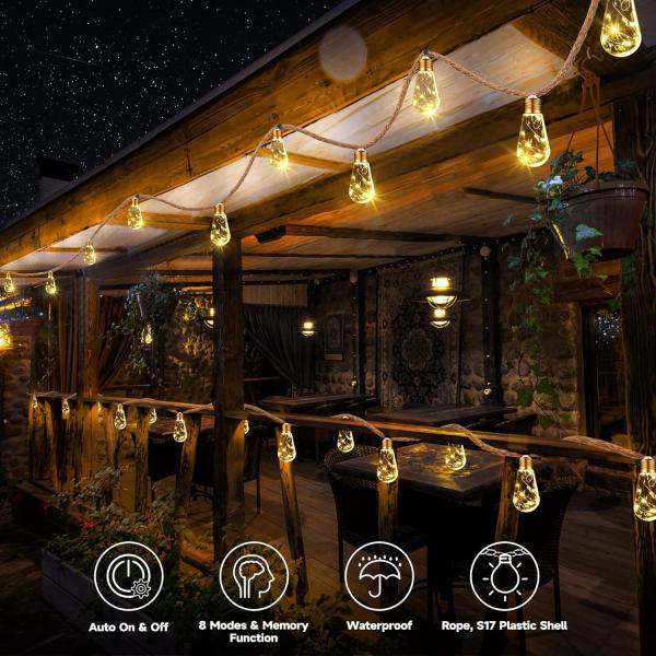 20Ft solar led powered outdoor decorative fairy christmas String Lights