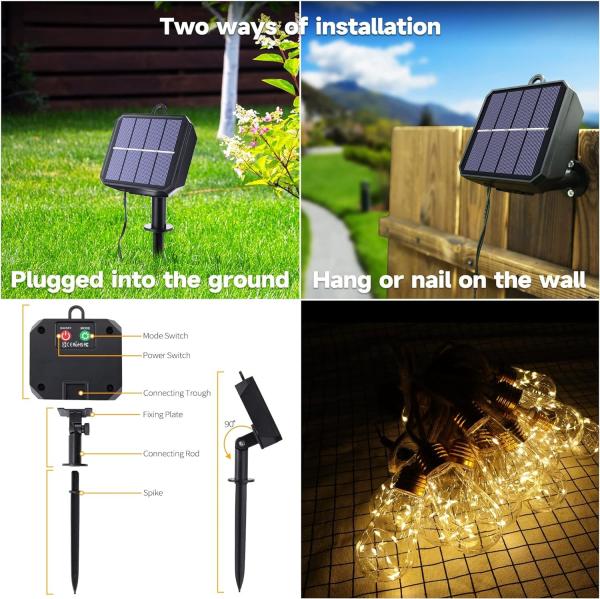 20Ft solar led powered outdoor decorative fairy christmas String Lights