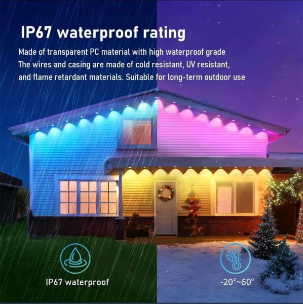 Quality 50ft IP67 Outdoor Waterproof Smart RGBIC permanent Eaves Lights with 75 Scene for sale