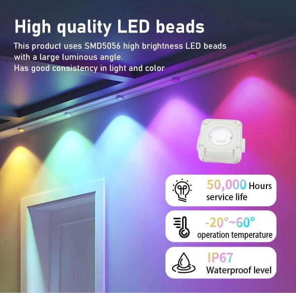 Quality 50ft IP67 Outdoor Waterproof Smart RGBIC permanent Eaves Lights with 75 Scene for sale