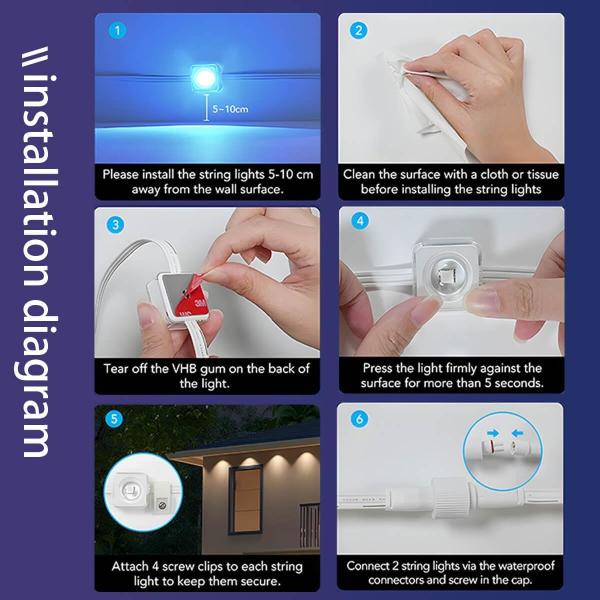 Quality 50ft IP67 Outdoor Waterproof Smart RGBIC permanent Eaves Lights with 75 Scene for sale
