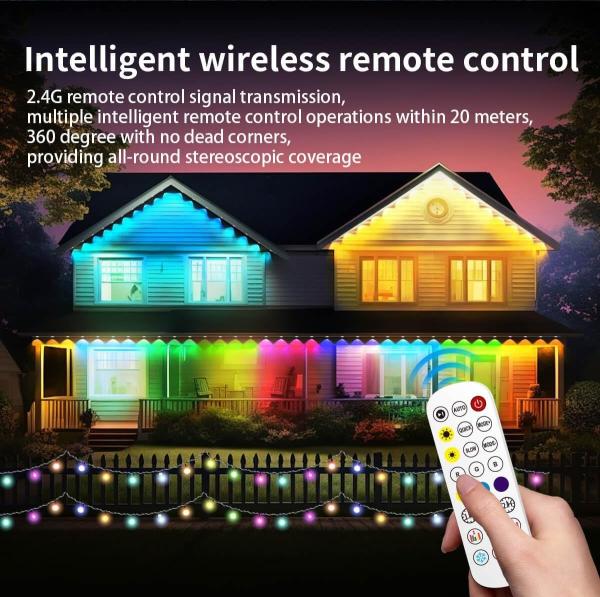 Quality 50ft IP67 Outdoor Waterproof Smart RGBIC permanent Eaves Lights with 75 Scene for sale