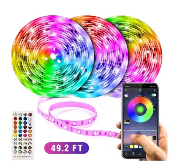 Quality Residential Rgb Led Strip 12v Ip68 With Music Sync And WiFi Bluetooth Strip Lights 16.4FT for sale