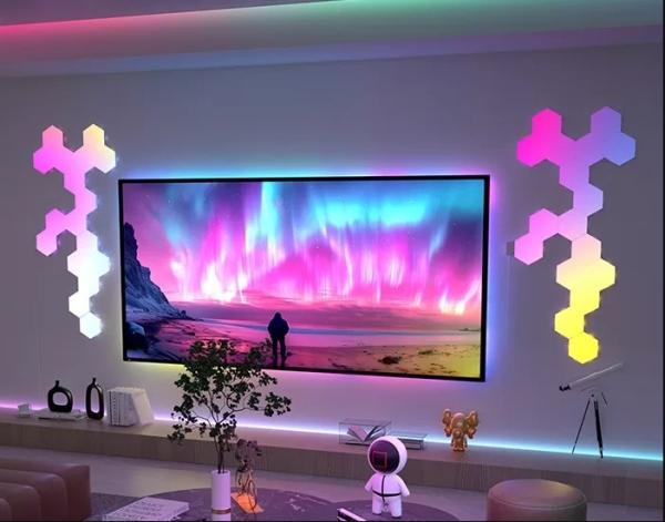 Quality RGBIC HDMI Hexagon Panel Gaming Light With 24V Voltage And 50 000 Hours LED Lifespan Remote Control Included for sale