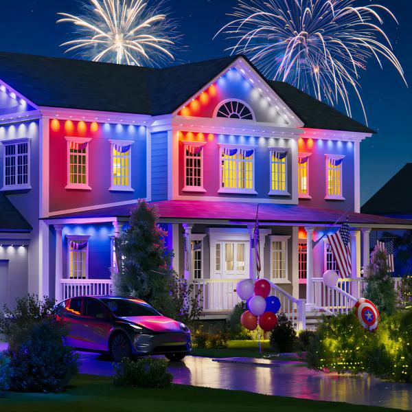 Quality Bright 48W RGBIC CCT Smart Eave Outdoor Lights Waterproof For Wedding Christmas for sale