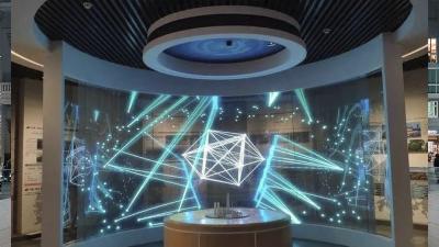 China 6.25mm-10mm Pixel Pitch Flexível Transparente Film LED Display Interior Fixado Flexível LED Painel de Ecrã à venda