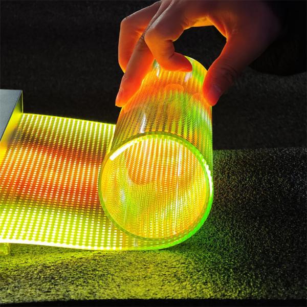 Quality Long-lasting PU FPCB Material Indoor P8 Fixed LED  Flexible transparent Screen with 100000 Hours Lifetime for sale