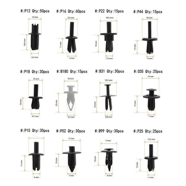 Quality HE09 350 pcs Car Clips Plastic Car Bumper Fastener 12 Sizes Push Retainer Rivets for sale