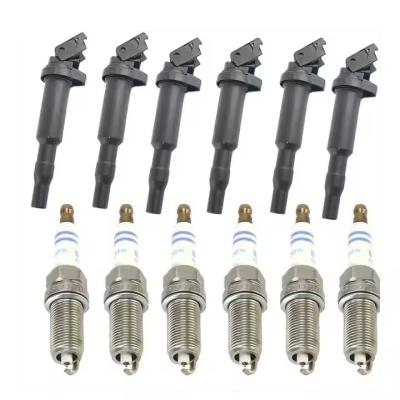 Cina Set bobine di accensione e candele 6 pezzi Kit 12138647689 12138616153 per BMW Serie 3 5 X3 X5 Z4 in vendita
