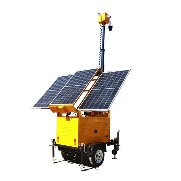 Quality 3*300W Solar Panel Solar Camera Trailer Portable Security Camera Trailer DC12V for sale