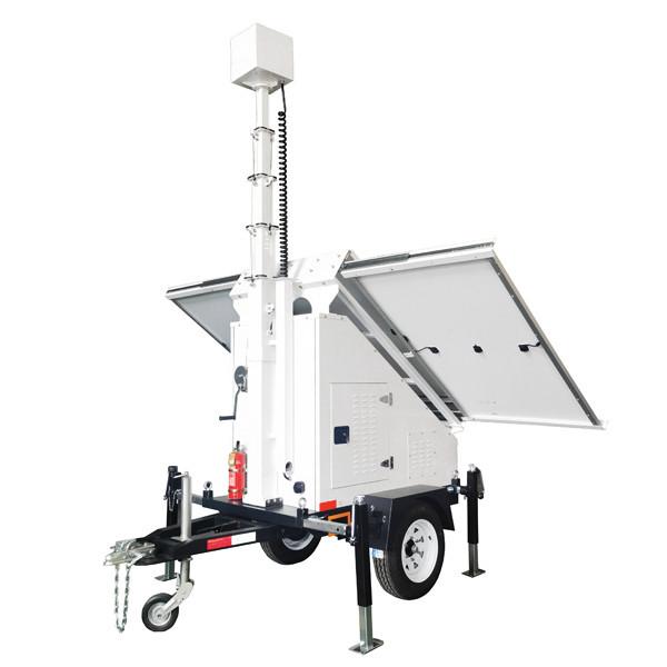 Quality OEM ODM Solar Mobile Trailer Solar Security Camera Trailer With 6m Mast Lifting for sale