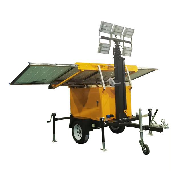 Quality Reliable Mobile Solar Light Tower With 4*150W LED Lights 4*250W Solar Panels for sale