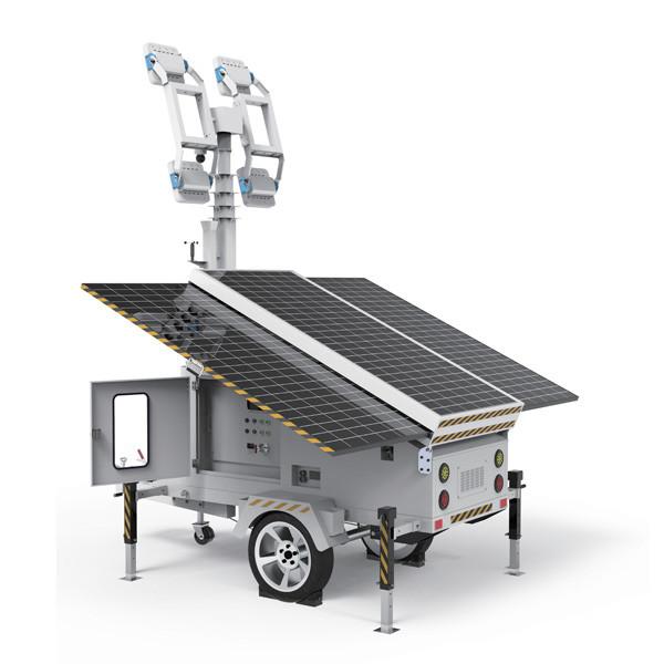 Quality CCTV Solar Powered Lighting Towers With Custom Rotating Lamp 4*50W 4*150W for sale