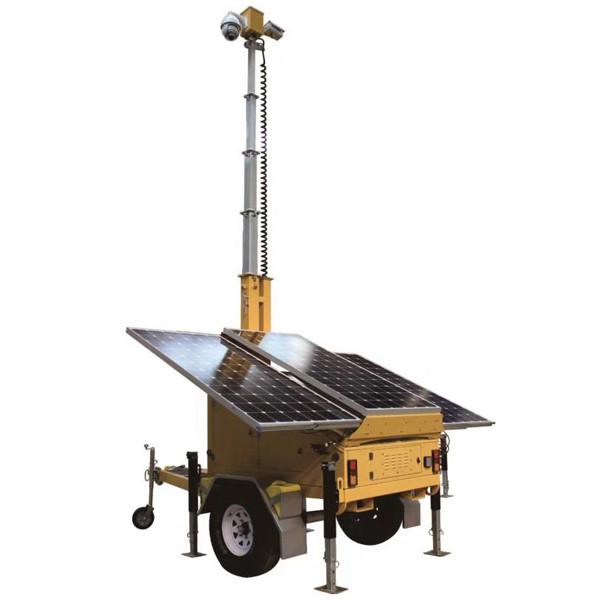 Quality DC12V Mobile Solar CCTV Trailer With 3*400W Solar Panels 6m Manual Mast for sale
