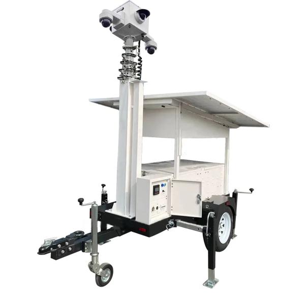 Quality Remote Monitoring Portable Solar Powered Surveillance 4G 5G Camera Trailer For Road Construction Monitoring for sale