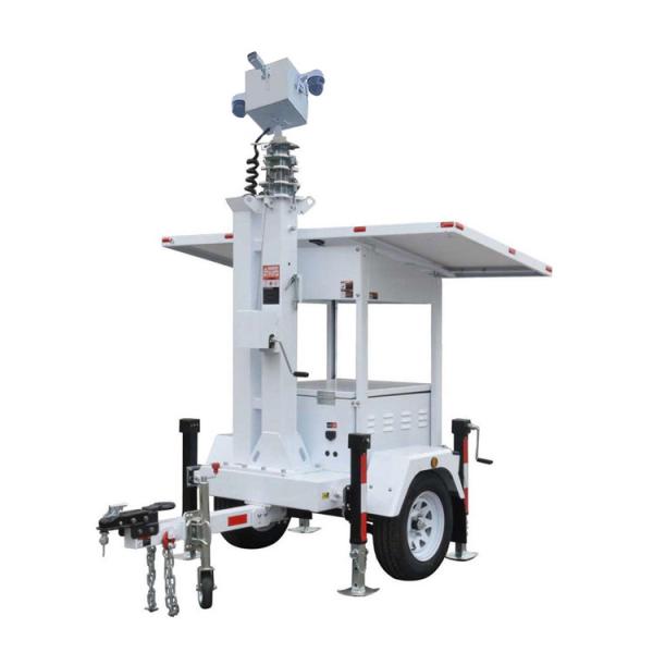 Quality 24/7 Solar Security Camera Trailer With 6m Electric Mast For Construction Sites Monitoring for sale
