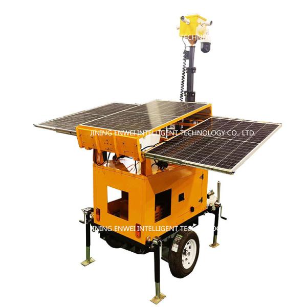 Quality Mobile Solar Security Camera Trailer Portable Solar CCTV Trailer For Constructio for sale