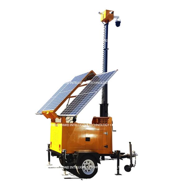 Quality Mobile Solar Security Camera Trailer Portable Solar CCTV Trailer For Constructio for sale