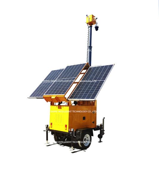 Quality Mobile Solar Powered Camera Cctv Trailer Mounted Telescopic Mast Portable Solar Powered Camera Trailer For Public Activity Monitoring for sale